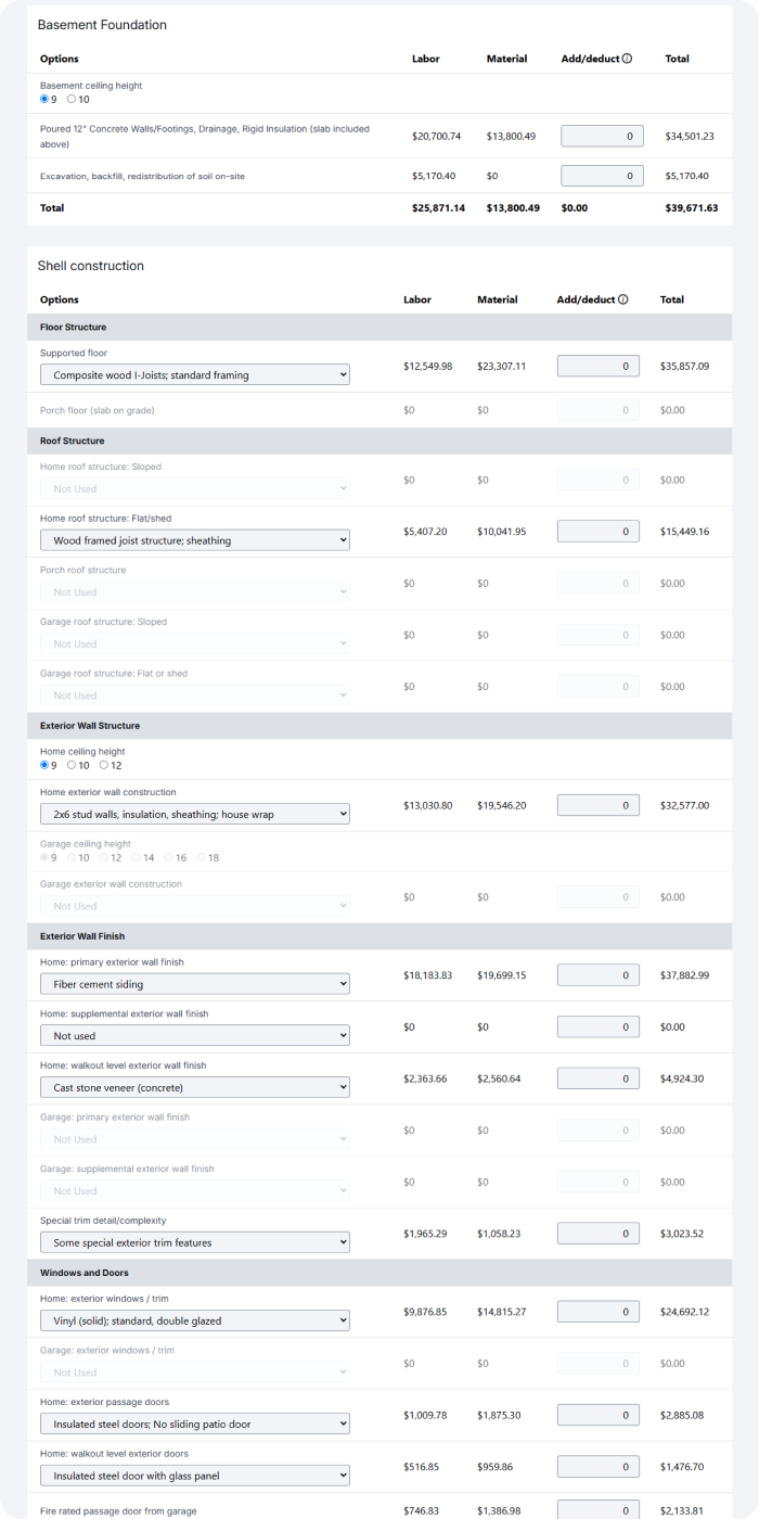 INSTANT™ - Home-Cost | Accurate Cost-to-Build a House Calculator